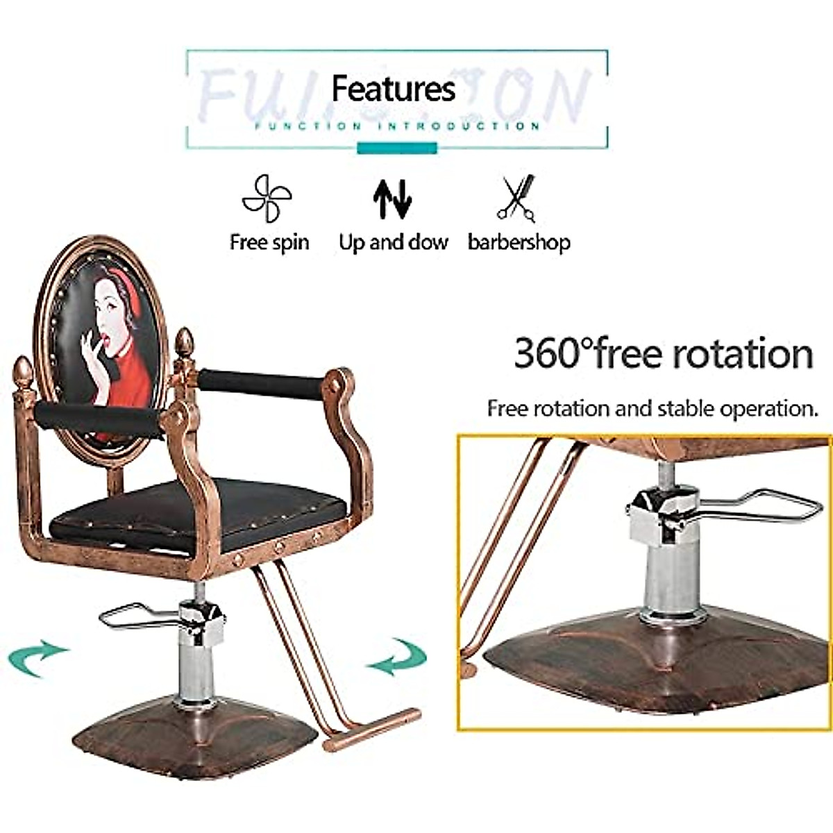 DFONCE Barber Chair,Hydraulic Barber Chair Salon Hair Beauty Chair Styling Equipment,C (Color : D)