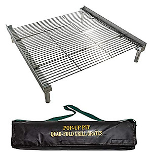Campfire Defender Protect Preserve Pop Up Pit Portable Grilling Grates (QuadFold Folding Grill Grates)