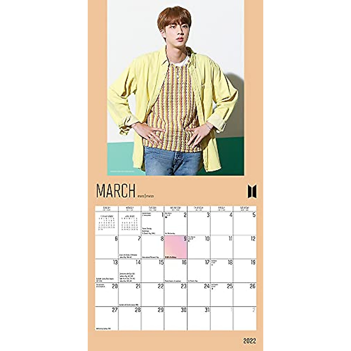 BTS OFFICIAL 2022 7 x 7 Inch Monthly Mini Wall Calendar, K-Pop Bangtan Boys Music