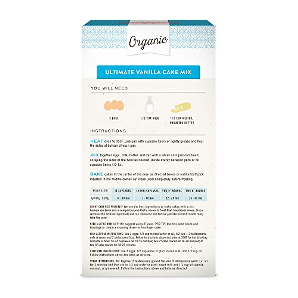 Miss Jones Baking Organic Yellow Cake and Cupcake Mix, Non-GMO, Vegan-Friendly, Moist and Fluffy: Vanilla (Pack of 1)