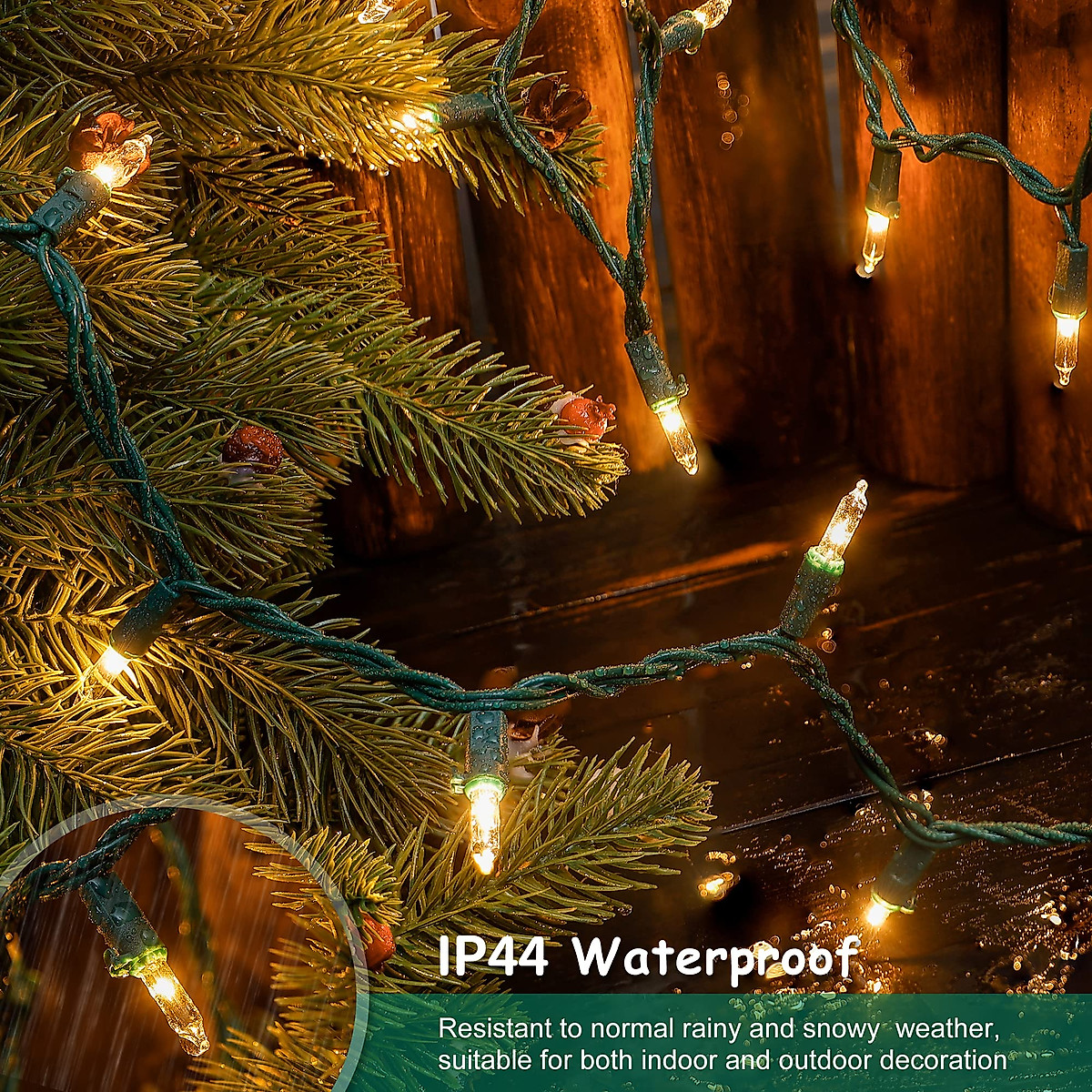 HEYFUNi Clear Christmas Lights 50Count 13Feet White Christmas Tree Lights Set, Incandescent Bulb Mini String Lights for Indoor Outdoor Tree Party Weeding Home Xmas Holiday Decorations,Green Wire