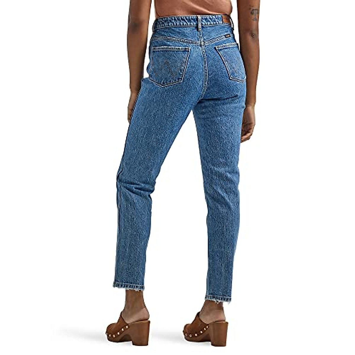 Wrangler Women's Tapered High-Rise Mom Jean, Topaz, 16