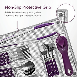 Mindspace Cutlery Organizer Silverware Tray with 6 Compartments | Kitchen Utensil Drawer Organizer | Silverware Tray for Drawer | The Mesh Collection, Silver