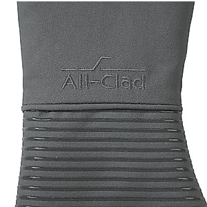 All-Clad Silicone Oven Mitts: Heat Resistant up to 500 Degrees - 100% Cotton & Silicone, 14"x7" Oven Mitt for Kitchen and Barbeque, 2-Pack, Pewter