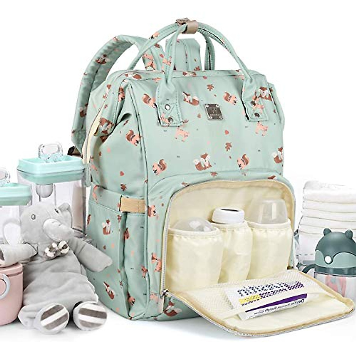 CAMILLEMMA Diaper Backpack for Mom Dad Baby Care, Maternity Nappy Baby Bags for Boys Girls Large Green