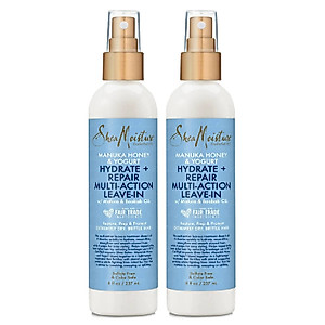 Shea Moisture Manuka Honey & Yogurt Multi-Action Leave-In Conditioner Treatment - Hydrate + Repair, Shea Moisture Curly Hair Products, 8 Oz Ea (Pack of 2)