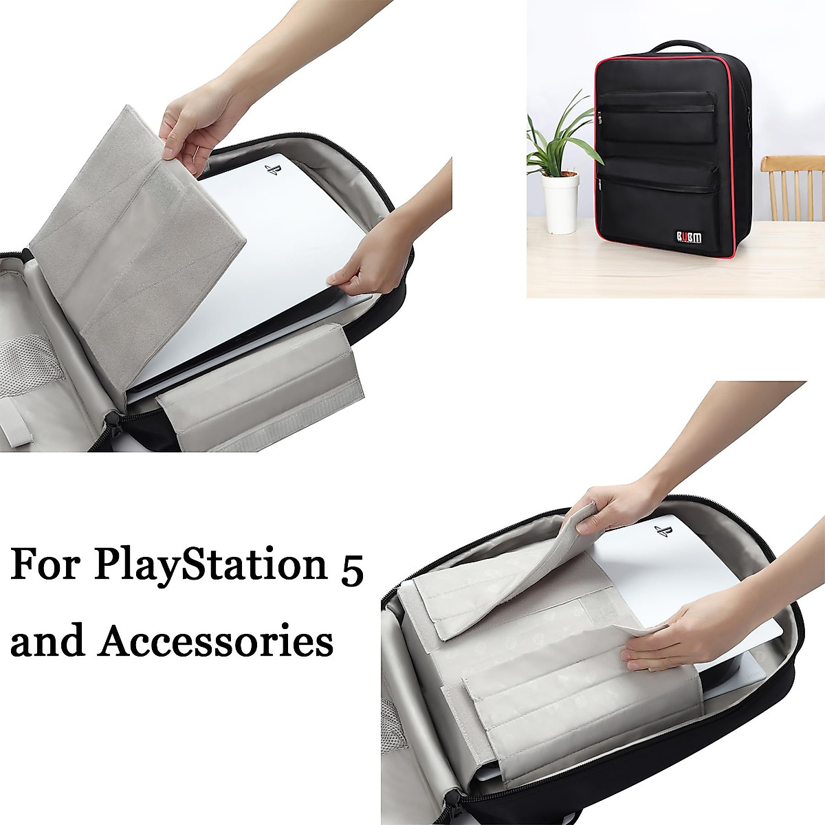 AKOZLIN Game Storage Bag Backpack Travel Carrying Case for PlayStation 5 PS5/PS4/PS4 Pro/Xbox Headset Game Charger Accessories