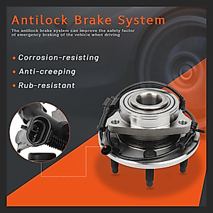 4WD Only Front Wheel Hubs and Bearing Assembly 4x4 AWD for Chevrolet 2002 03 04 05 06 Silverado/Suburban/Avalanche 1500 Tahoe GMC Sierra Savana Cadillac Escalade 6 Lugs w/ABS