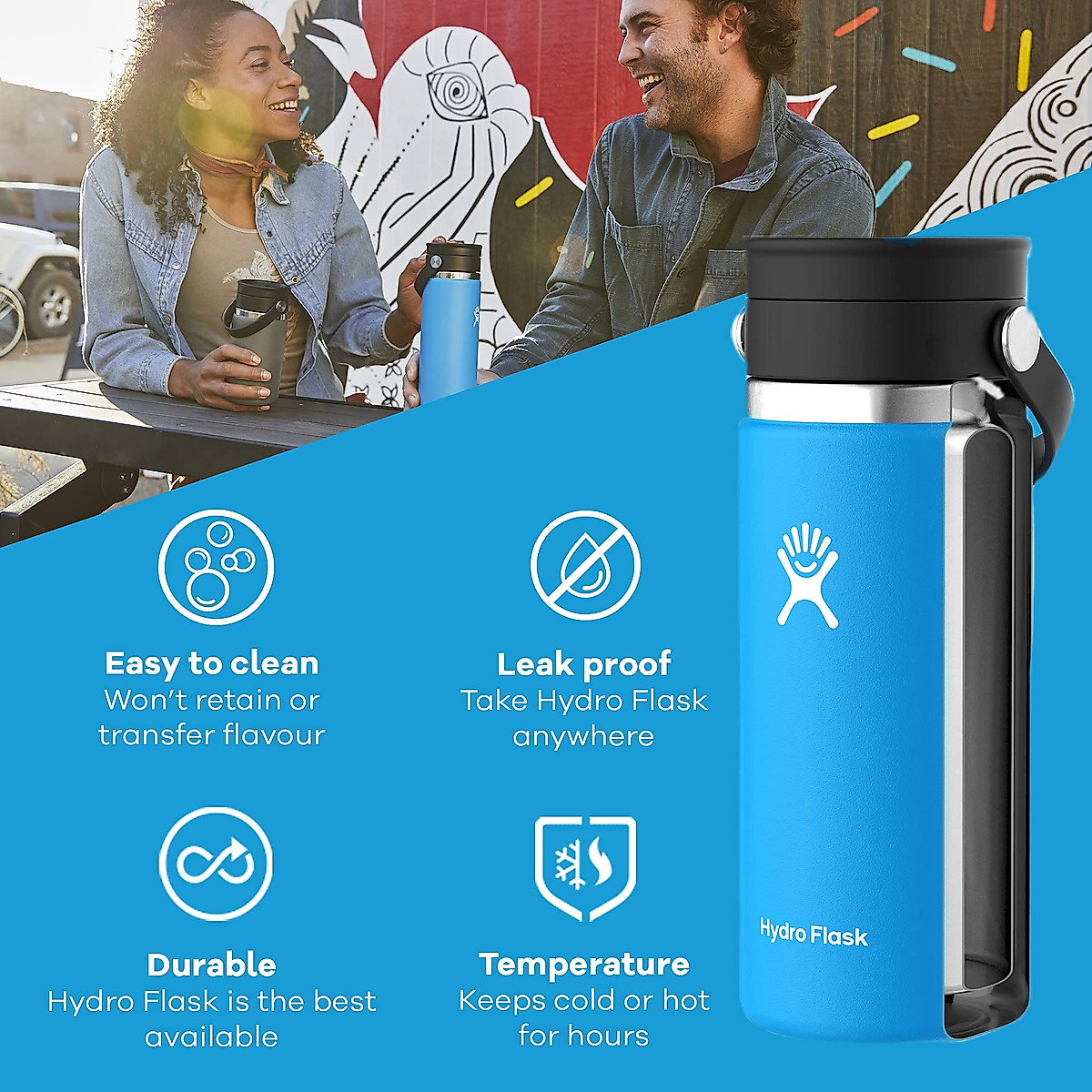 Hydro Flask 12 oz Wide Mouth Bottle with Flex Sip Lid Black