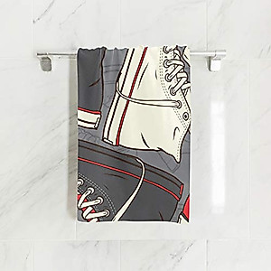 ALAZA Microfiber Gym Towel Retro Sneakers, Fast Drying Sports Fitness Sweat Facial Washcloth 15 x 30 inch