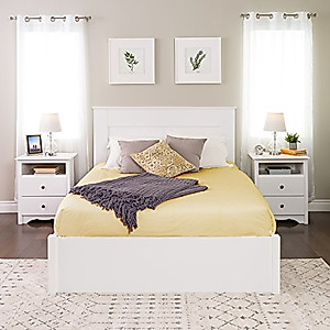 Prepac Stylish Flat Wood Panel Headboard for Queen Size Beds, Simplistic Wooden Queen Headboard 2.25" D x 64.5" W x 48" H, White, WHFQ-1301-1