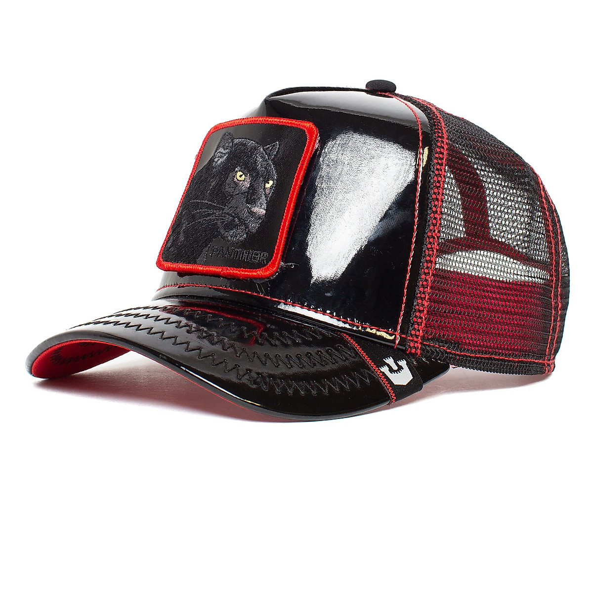 Goorin Bros. The Farm Unisex High Shine Faux Leather Adjustable Snapback Trucker Hat, Black (Power Forever), One Size