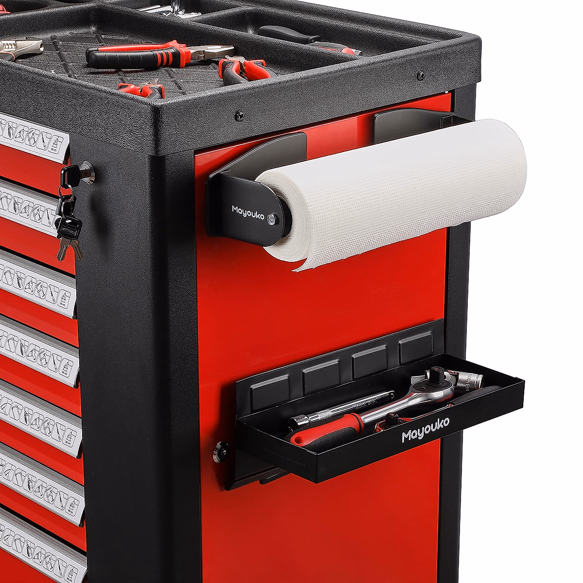 Mayouko Magnetic Toolbox Shelf, Tray and Holder, 4-Piece Magnetic Toolbox Tray Set Tool Box Cabinet Side Shelf Storage, Workshop