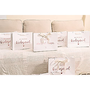 Crisky Will You Be My Bridesmaid Gift Bags, Bridesmaid Proposal Bags Bridesmaid Gift Rose Gold, 1 Maid of Honor & 6 Bridesmaid