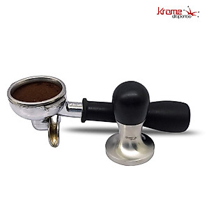 Krome Dispense 53 mm Stainless Steel Round Handled Krometamp Coffee Tamper, Barista Flat Base Style- C2279