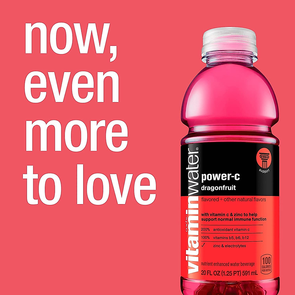 Vitamin Water Energy, Nutrient Enhanced Water Beverage, Electrolyte Enhanced Bottled Water - 20 Fl Oz (Pack of 12) (Power-C Dragonfruit)