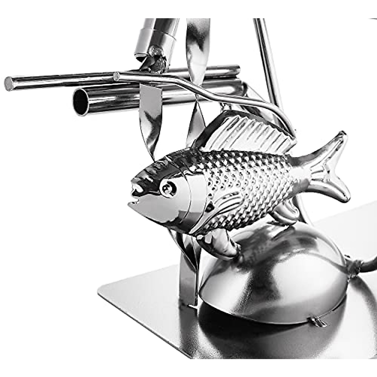 BRUBAKER Wine Bottle Holder Spearfishing, Scuba Diver with Speargun - Metal Sculpture - Wine Rack Decor - Tabletop - with Greeting Card