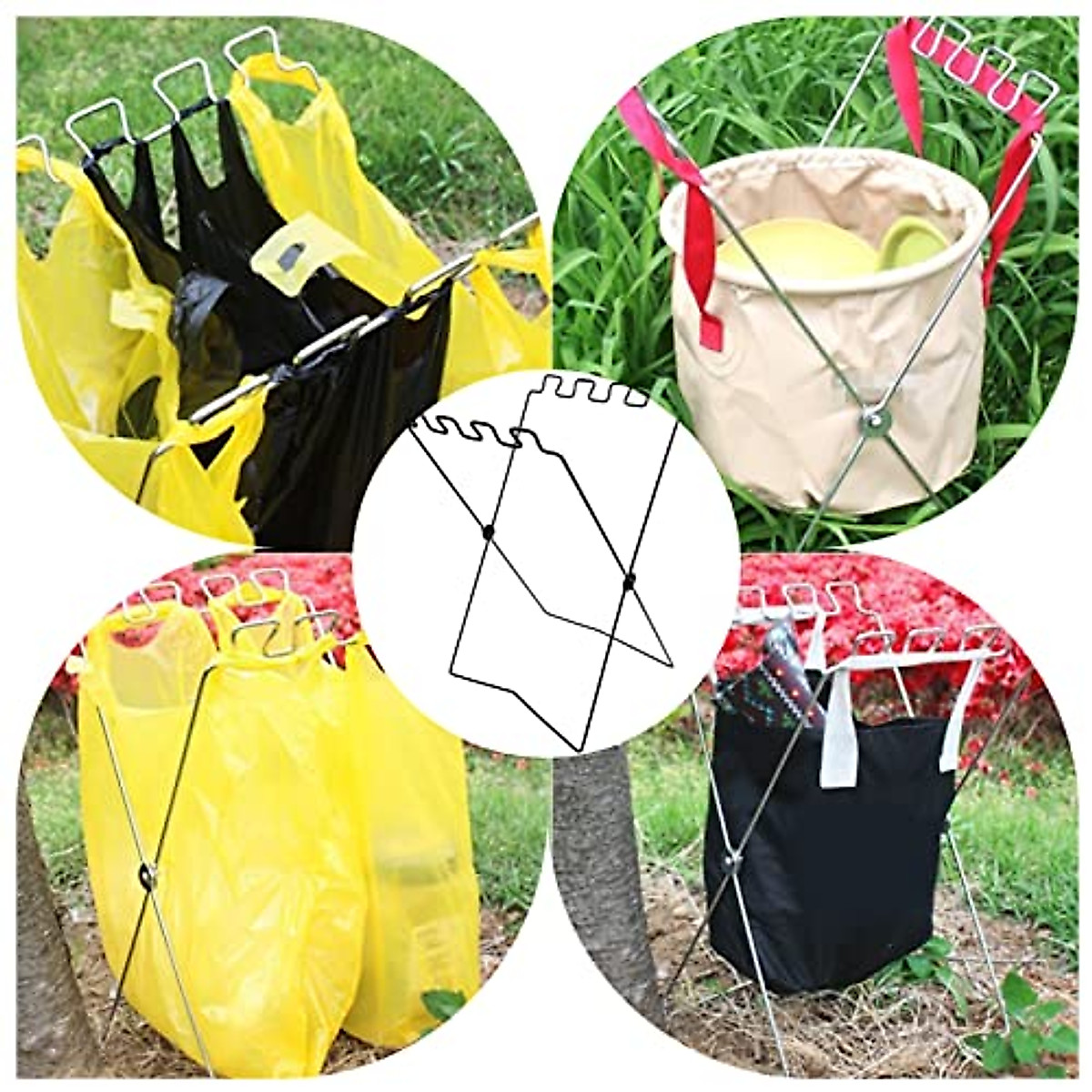 Trash Rack, Portable Trash Bag Rack Hanging Trash Garbage Bag Holder BBQ Trash Rack, Portable Garbage Bag Holder for Kitchen Camping Picnic