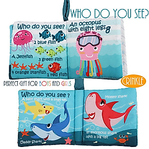 Baby Books Toys Gifts, Touch and Feel Cloth Crinkle Books for Babies,Infant Toddler Baby 0-3-6-12-18 Months,Early Learning Toys 6 to 12 Months 1-2 Years Old,Christmas Shower Gift for Boys Girls,6 PCS