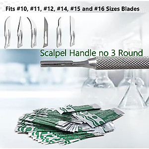 Scalpel Handle #3 Round Stainless Steel Knife, Blade Holder with Knurled Grip Fits Blades No 10-16 for Precise Cutting, Student Educational-Use Biology Labs, DIY Crafts, Model Making, Repairs + More