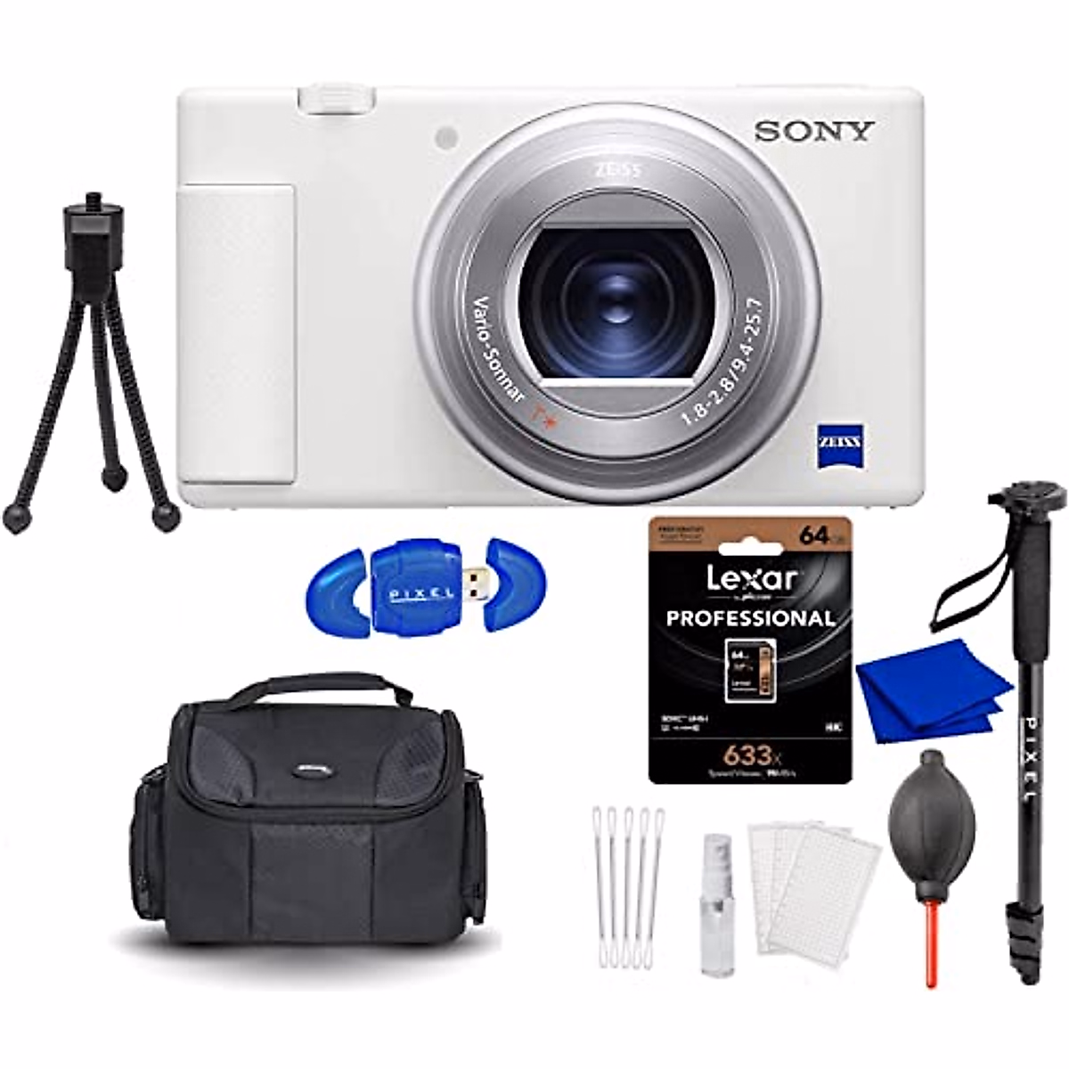 Sony ZV-1 Digital Camera Bundle with ACCVC1 Vlogger Accessory Kit, Camera Backpack, Tripod, Handy Case + More (11 Items) | Sony ZV1 Point & Shoot Camera for Content Creators, Vlogging and YouTube