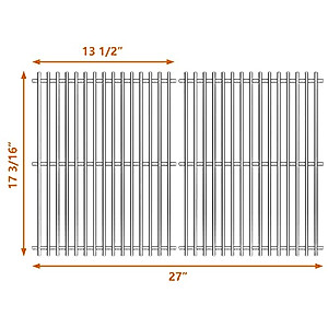 Hisencn Cooking Grates for Grill Master 720-0697, Nexgrill 720-0697E, Huntington Rebel Grill, Sunbeam 720-0697, Uniflame GBC091W, 17 3/16 inch Stainless Steel Solid Rod Cooking Grids, 2 PCS