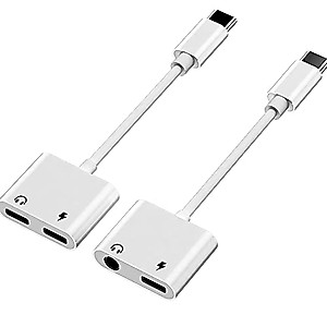 2-Pack USB-C to 3.5mm Headphone Adapter with 30W PD Fast Charging - Compatible with Samsung Galaxy S22/S21/S20 Ultra, Note10, Google Pixel 7/6/5/4/3, MacBook, iPad Pro & More