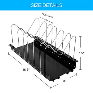 Pull Out Pots and Pans Organizer for Cabinet - Sliding Lid Holder and Pan Rack in Kitchen, Cabinet Pull Out Shelves, Slide Out Cabinet Organizer, Pot Lid, Bakeware and Pan Organizer, 16.5"Dx8"Wx7.5"H