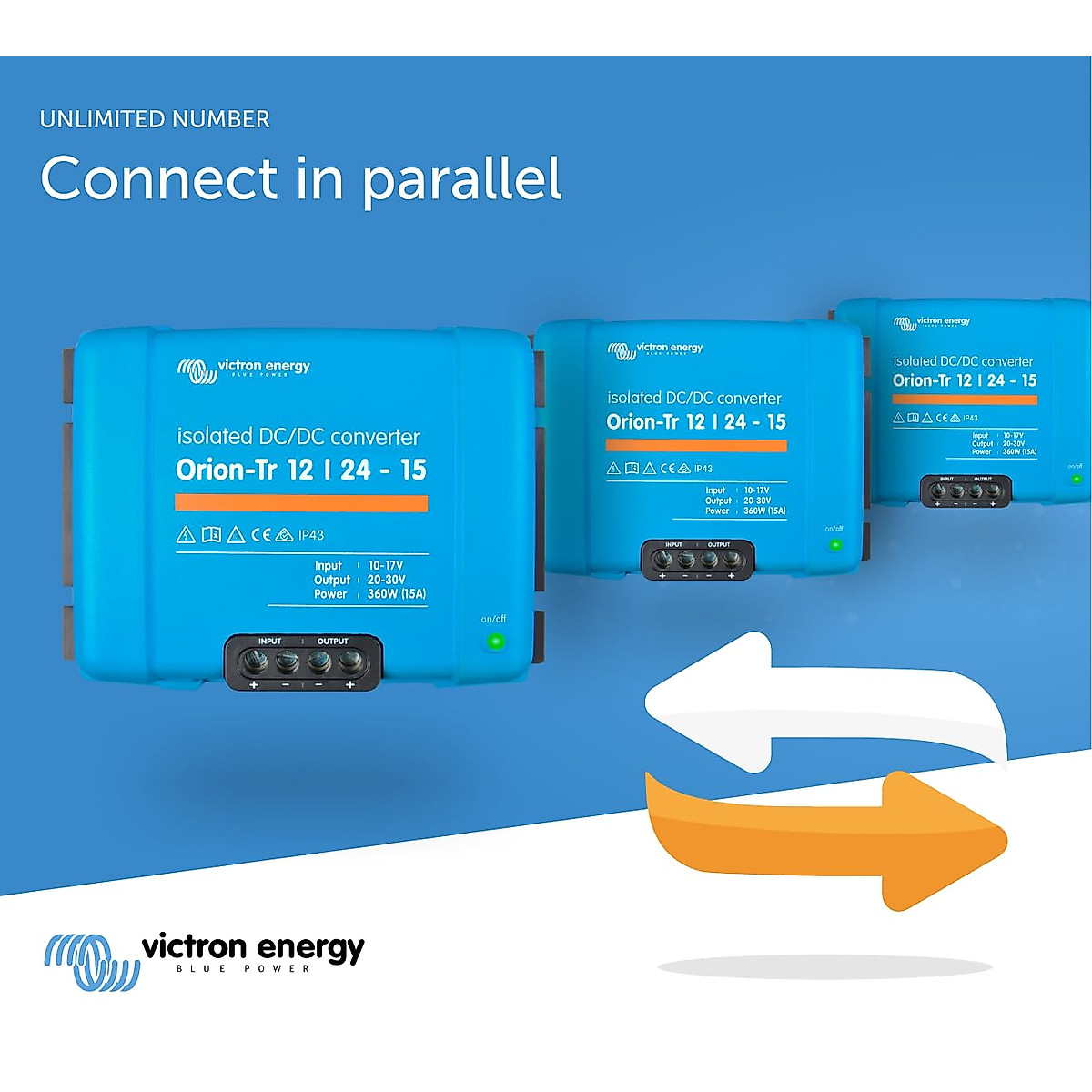 Victron Energy Orion-Tr IP43 12/24-Volt 15 amp 360-Watt Isolated DC-DC Converter