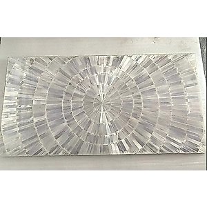 36 x 48 Inches Royal Look Kitchen Counter Table Top Resin Art with Selenite Stone Rectangle White Marble Dining Table