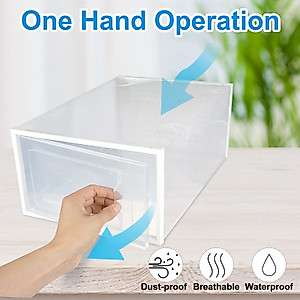 KuMers Clear Shoe Organizer Boxes, 12 Pack Plastic Stackable Shoe Boxes Multifunctional Shoe Storage for Closet Organizers and Storage for Men and Women (Medium)