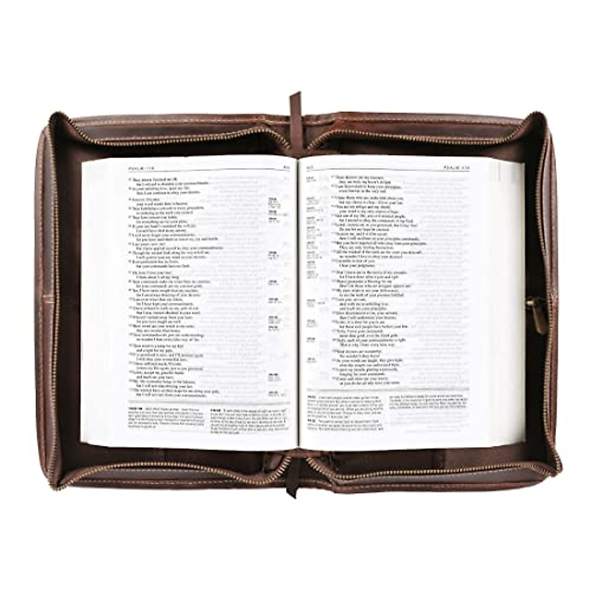 Leather Bible Cover Book Cover Planner Cover with Handle and Back Pocket Size 10.8x6.8x2 inches (Buffalo Leather)