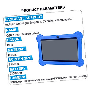 UKCOCO Kids Tablets with WiFi Kids Pad Kids Tablet Adroid Tablets Children's Tablet Tablets for Kids Childrens Tablet WiFi Tablet Child Tablet Computer Q88 Children's Mat