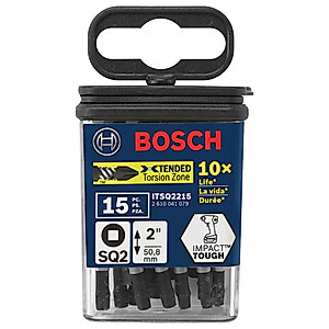 BOSCH ITSQ2215 15-Pack 2 In. Square #2 Impact Tough Screwdriving Power Bits