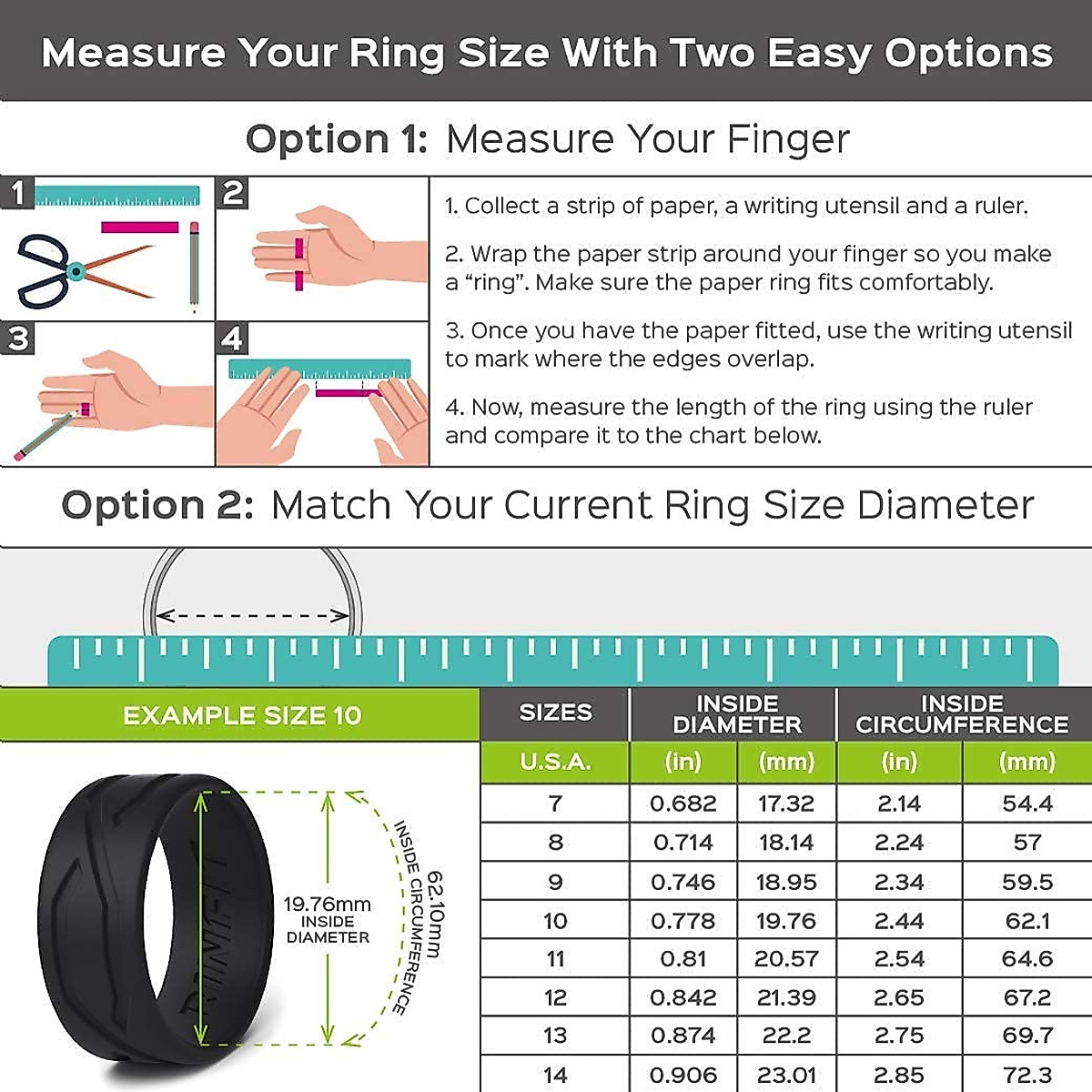 Rinfit Silicone Rings for Men - Silicone Wedding Bands Sets for Him - 4Love Collection Rubber Wedding Rings - Patented Design - SetP, Size 11
