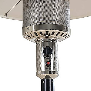 Sunjoy 47,000 BTU Avanti Outdoor Portable Propane Heater for Patio and Garden with Safety Auto Shut Off Valve and Wheels, Black