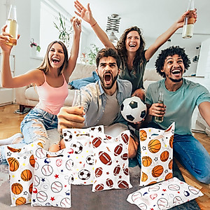 Pajean 100 Pcs Sport Party Favor Bags 10 x 7 Inch Football Goodie Bags Plastic Sport Birthday Gift Bags Soccer Baseball Candy Bags Basketball Treat Bags for Sport Football Basketball Party Stuffers