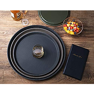New Star Foodservice 25248 Restaurant Grade Non-Slip Tray, Plastic, Rubber Lined, Round (16-Inch, Brown)