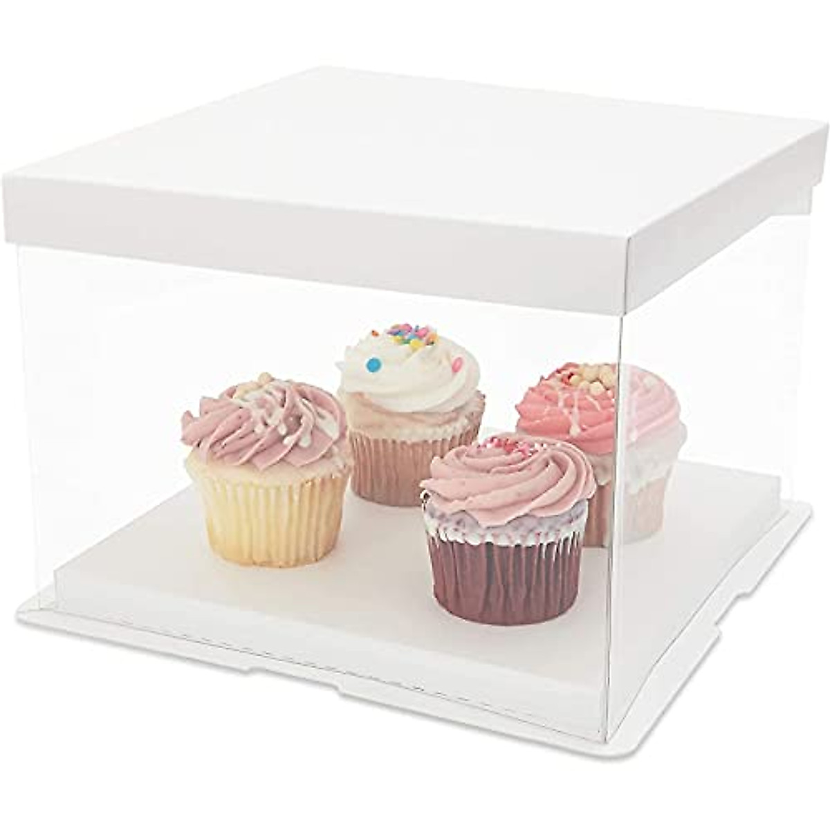 Juvale Clear Plastic Cake Box Carrier Packing with Lids for 6 Inch Cakes (6 Pack)