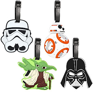 4 Pack Luggage Tag for Suitcases Bag Baggage Travel Tags Identifiers Cool Cartoon Characters Large Silicone Name Luggage ID Tags for Kids Women Girls Men XLP-0831-6