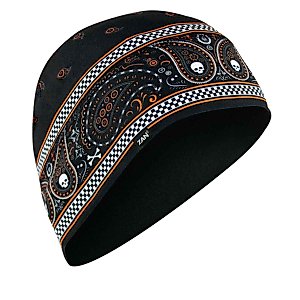 Zanheadgear® Helmet Liner/Beanie SportFlex® Series Black & Orange Classic Bandana