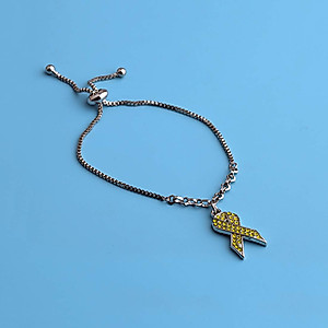 POTIY Yellow Awareness Ribbon Charm Bracelet Bone Cancer Awareness Jewelry Gift for Endometriosis Bladder Cancer (Bracelet)