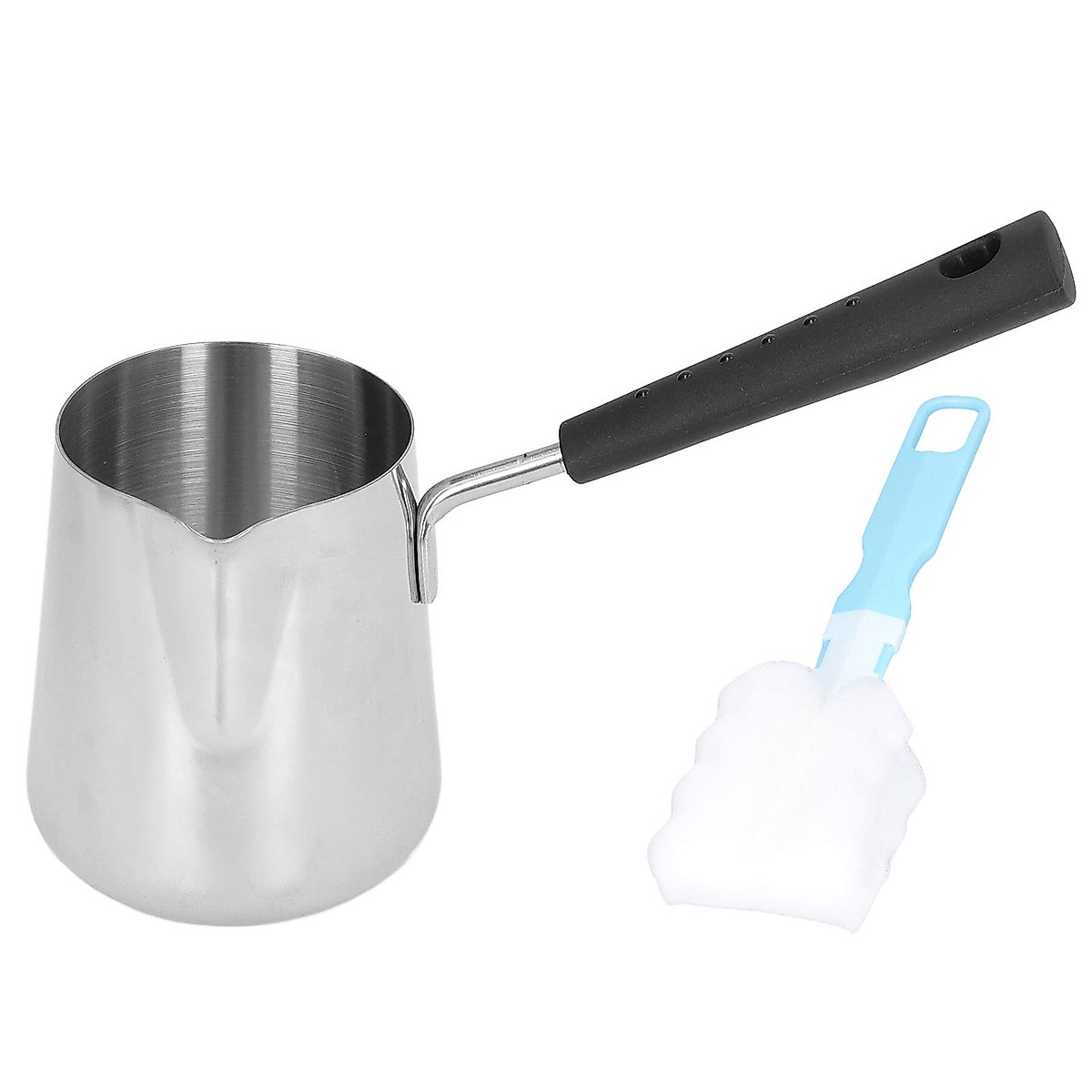 ZJchao Turkish Coffee Pot, Warmer Mini Stainless Steel Coffee Heating Pot 350ml with Spout Stovetop Chocolate Melting Pan Stove Top Coffee Maker for Chocolate Melting