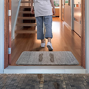 Lifewit Front Door Mat Water Absorbent Low Profile 35" x 24" Machine Washable Doormat for Indoor Non Slip Rubber Entrance Rug Dirt Trapper Mats Shoes Scraper for Entry, Patio, Porch, Grey