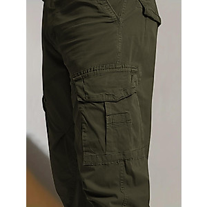 OUTSON Cargo Pants for Men Hiking with Pockets Slim Fit Stretch Work Ripstop Joggers Tactical Pant Construction Pants Green