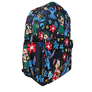 Disney Lilo and Stitch Dance Together Allover Print Black 16 inch Girls Large School Backpack