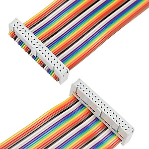 uxcell IDC 34 Pins Wire Flat Multicolored Flexible Rainbow Ribbon Jumper Cable 30cm 2.54mm Pitch,1pcs