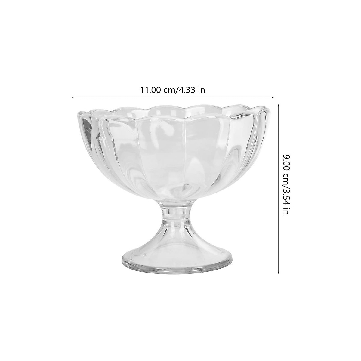 Cabilock Small Dessert Cup with Spoon Cute Footed Tulip Clear Dessert Bowls Cups Perfect for Dessert Sundae Ice Cream Fruit Salad Snack Pudding Cups 2 Sets (4.33x3.54 inch)