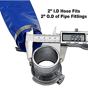 YOTOO Heavy Duty PVC Pool Backwash Hose 2 Inch by 50 Feet, Reinforced Discharge Hose with Connector and 4 Clamps for Swimming Pools, Pool Drain Hoses, Blue