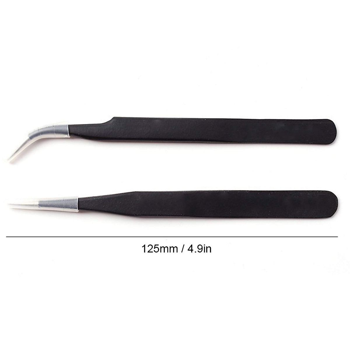 Nail Art Tweezers Nail Rhinestone Picker Tool Nail Sticker Tweezers Decal Decor Picker Eyelash Extension Nail Foil Tweezers Picker Placer 2 Pcs Black Nail Decor Tweezers